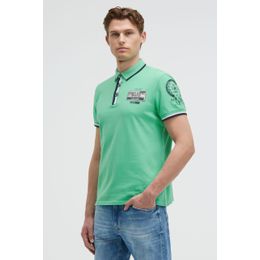 Poloshirt CAMP DAVID, Damen, Gr. L, flight gr&uuml;n, Piqu&eacute;, Material: 95% Baumwolle, 5% Elasthan, bedruckt, bestickt, regular fit normal, hoch geschlossener Ausschnitt, eingesetzt B&uuml;ndchen, Shirts, mit Kontrastn&auml;hten