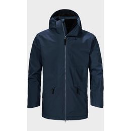 Sch&ouml;ffel Langjacke SCH&Ouml;FFEL "Urban Ins Parka Style Malkay MNS", Herren, Gr. 48, blau (8820, blau), Oberstoff: Aussenseite: 100% Polyester; (Membran: Thermoplastisches Polyurethan); Futter: 100% Polyester; Wattierung: 100% Polyester, regular fit, hoch geschlossener Ausschnitt, Jacken Langjacke