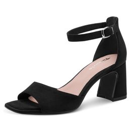 Sandalette Tamaris, Damen, Gr. 37, schwarz, Textil, Basic, Schuhe Sandalette, Blockabsatz, Riemchensandale, Sommerschuh in veganer Verarbeitung