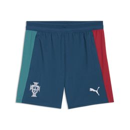 Sporthose Puma "Portugal Trainingsshorts mit Taschen Jugendliche", M&auml;dchen, Gr. 116, Normalgr&ouml;&szlig;en, ocean tropic silber mist blau gray, Obermaterial: 100% Polyester. Taschenfutter: 100% Polyester. Besatz: 88% Polyester, 12% Elasthan. Einsatz: 100% Polyester, unifarben, regular fit, Hosen Sporthose