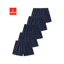 H.I.S. Weiter Boxer H.I.S "Herren Boxer", Damen, Gr. 5M, 5 Stk., navy, Jersey, Obermaterial: 95% Baumwolle, 5% Elasthan, unifarben, bequem, Unterhosen, weite Passform, Komfortbund, aus Baumwoll-Stretch, Topseller