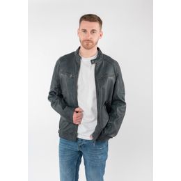 Lederjacke Mauritius "MMBroum", Herren, Gr. XXL (54), storm blau, Obermaterial: 100% Schafsleder. Futter: 100% Baumwolle. &Auml;rmelfutter: 100% Polyester, unifarben, regular fit h&uuml;ftlang, Jacken, mit Bikerkragen