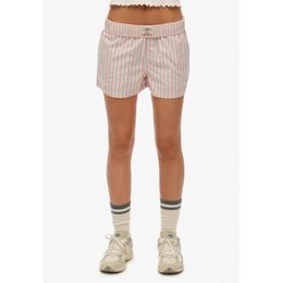 Shorts Superdry "COTTON STRIPE ELASTIC SHORT", Damen, Gr. L, N-Gr, suffolk pink stripe, Web, Obermaterial: 100% Baumwolle, gestreift, regular fit ca. Mitte Oberschenkel, Hosen Shorts