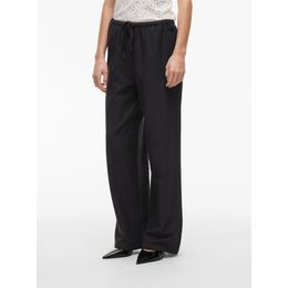 Schlupfhose Vila "VIPRISILLA RW PANTS - NOOS", Damen, Gr. 34, N-Gr, schwarz beauty, Web, Obermaterial: 50% Viskose, 40% Baumwolle, 10% Leinen, unifarben, loose fit kn&ouml;chellang, Hosen Schlupfhose, Sommerhose, mit Leinen