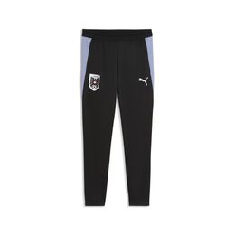 Sporthose Puma "&Ouml;sterreich Slim Trainingshose Herren", Herren, Gr. M, Normalgr&ouml;&szlig;en, schwarz filterot ash gray, Obermaterial: 100% Polyester. Taschenfutter: 100% Polyester. Besatz: 12% Elasthan, 88% Polyester. Einsatz: 100% Polyester, slim fit, Hosen Sporthose