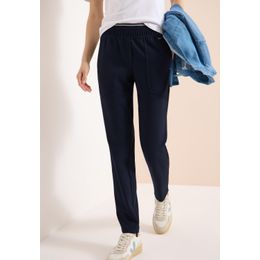 Stoffhose Cecil, Damen, Gr. L, L&auml;nge 28, universal blau, Stoff, 61% Viskose, 32% Polyamid, 7% Elasthan, unifarben, comfort fit kn&ouml;chelfrei, Hosen Stoffhose, Middle Waist