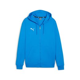 Kapuzensweatjacke Puma "TEAMGOAL CASUALS HOODED JACKET", Damen, Gr. L, ignite blau, Puma wei&szlig;, Sweatware, Obermaterial: 100% Baumwolle, unifarben, regular fit normal, angesetztes B&uuml;ndchen, Sweatjacken, mit Kapuze, f&uuml;r Fu&szlig;ball und Freizeit, mit Rei&szlig;verschluss