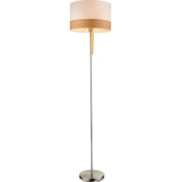 Globo LIGHTING Stehlampe "CHIPSY", nickel matt, 1, &Oslash; 40cm H: 170cm, 1 Stk., Leuchten, Stehleuchte Nickel/Holzoptik, Textil, Zugschalter, E27, Stehlampe