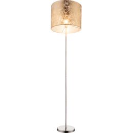 Globo LIGHTING Stehlampe "AMY", nickel matt, 1, &Oslash; 40cm H: 160cm, 1 Stk., Leuchten, Stehleuchte Nickel matt, Textil gold, Fu&szlig;schalter, E27, Stehlampe