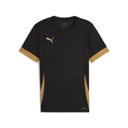 Fu&szlig;balltrikot Puma "TEAMGOAL MATCHDAY JERSEY", Herren, Gr. L, Puma schwarz, Puma gold, matte gold, Interlock, Obermaterial: 100% Polyester, unifarben, regular fit normal, Rundhals, Trikots Fu&szlig;balltrikot, f&uuml;r Fu&szlig;ball, Kurzarm, sportlicher Stil, aus Interlock-Material