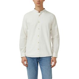 Langarmhemd s.Oliver, Herren, Gr. XL, N-Gr, ecru, Web, Obermaterial: 98% Baumwolle, 2% Elasthan, unifarben, normal h&uuml;ftbedeckend, Rundhals, 1-Knopf-Manschette, Hemden, mit Stehkragen und Knopfleiste