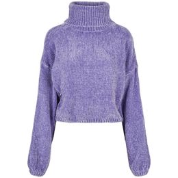 Sweatshirt Urban Classics "Urban Classics Damen Ladies Short Chenille Turtleneck Sweater", Damen, Gr. L, lavender, 100% Polyester, unifarben, Sweatshirts Sweatshirt