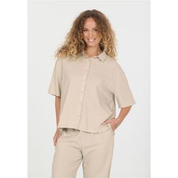 Outdoorbluse NOU "Natasha", Gr. 36, beige, 55% Leinen, 45% Viskose, bestickt, unifarben, normal, ohne Ausschnitt, Blusen, aus atmungsaktivem Material