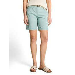 Chinoshorts Tom Tailor, Damen, Gr. 38, N-Gr, blau haze, Web, Obermaterial: 86% Baumwolle, 10% Polyester, 4% Elasthan. Futter: 100% Baumwolle, unifarben, normal kurz, Hosen Chinoshorts, mit G&uuml;rtel und Stretch