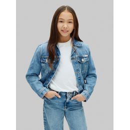 Jeansjacke Calvin Klein Jeans, Jungen, Gr. 16 (176), cloudy blau, Web, Obermaterial: 99% Baumwolle, 1% Elasthan, unifarben, regular fit normal, Rundhals, eingesetzt 1-Knopf-Manschette mit Schlitz, Jacken Jeansjacke, Regular fit, f&uuml;r Kinder bis 16 Jahre