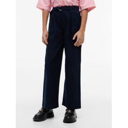 Bundfaltenhose Tommy Hilfiger "PLEATED LINEN PANT BELT", M&auml;dchen, Gr. 6 (116), N-Gr, schwarz night navy, Leinenmischung, Obermaterial: 55% Leinen, 45% Baumwolle, unifarben, loose fit lang, Hosen, Kinder bis 16 Jahre, Leinen-Mix, mit G&uuml;rtel