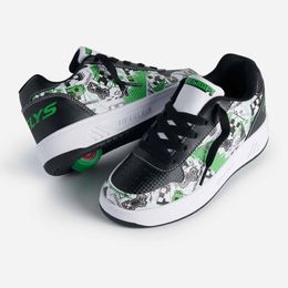 Sneaker Heelys "Minecraft Kama", M&auml;dchen, Gr. 36,5, wei&szlig;, schwarz, gr&uuml;n, Synthetik, Schuhe Sneaker, mit Schn&uuml;rung, mit Rollen an der Sohle, f&uuml;r Kinder und Jugendliche