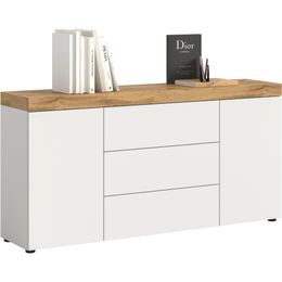 Sideboard OTTO HOME "MAMBO, TOPSELLER, Breite 160cm, 2 T&uuml;ren, 3 Schubk&auml;sten, push-2-open", platin wei&szlig;, wotan eiche nachbildung, B:160cm H:80cm T:37cm, FSC-zertifizierter Holzwerkstoff, Sideboards, Sideboard, Kommode, Anrichte, Wohnzimmer, Schlafzimmer