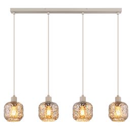 Globo LIGHTING H&auml;ngeleuchte "ANTONIO", beige matt, 4, H: 120cm, 1 Stk., Leuchten, H&auml;ngeleuchte f&uuml;r Esszimmer beige Rauchglas, H&auml;ngeleuchte