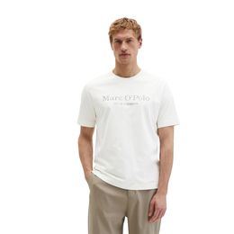 Marc O'Polo T-Shirt MARC O'POLO "aus Organic Cotton", Damen, Gr. L, wei&szlig; cotton, Obermaterial: 100% Baumwolle, unifarben, Basic, regular fit, Rundhals, Umschlagbund, Shirts T-Shirt