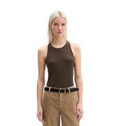 Marc O'Polo T-Shirt MARC O'POLO "mit Ringer-R&uuml;cken", Damen, Gr. L, burnt coffee, Obermaterial: 63% Lyocell, 33% Baumwolle, 4% Elasthan, unifarben, slim fit, Rundhals, Shirts T-Shirt