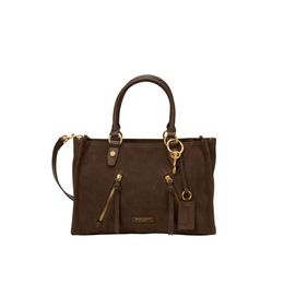 Marc O'Polo Shopper MARC O'POLO "aus weichem Veloursleder", Damen, Gr. B/H/T: 12cm x 23cm x 14cm, coffee braun, Leder, unifarben, Taschen Shopper