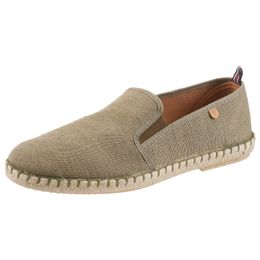 Slipper VERBENAS "TOM MALI", Herren, Gr. 43, khaki, Textil, meliert, unifarben, Basic, Schuhe Slipper, Schlupfschuh, Urlaubsschuh, Flat mit Bast-Sohlenumrahmung
