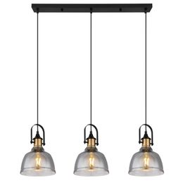 Globo LIGHTING H&auml;ngeleuchte "DOROTHEA", schwarz, 3, H: 120cm, 1 Stk., Leuchten, H&auml;ngeleuchte schwarz matt mit Messing und Glas, k&uuml;rzbar, H&auml;ngeleuchte