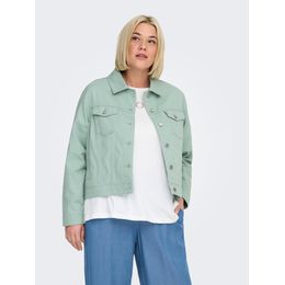 Jeansjacke Only CARMAKOMA "CARTIA L/S COLORED JACKET CC PNT", Damen, Gr. 50, jadeite, Web, Obermaterial: 100% Baumwolle, unifarben, normal, Jacken Jeansjacke