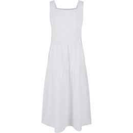 Shirtkleid Urban Classics "Urban Classics Damen Girls 7/8 Length Valance Summer Dress", M&auml;dchen, Gr. 110/116, Normalgr&ouml;&szlig;en, wei&szlig;, 100% Baumwolle, unifarben, relaxed fit, eckiger Ausschnitt, Kleider Shirtkleid