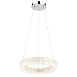 Globo LIGHTING H&auml;ngeleuchte "LAUREL", verchromt, 1, &Oslash; 40cm H: 120cm, 1 Stk., Leuchten, Verchromte H&auml;ngeleuchte mit Acryl und Glaskristallen, dimmbar, LED 24W, H&auml;ngeleuchte
