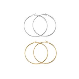 Creolen-Set "Multipack Schmuck Geschenk Edelstahl Ohrschmuck Ohrringe", gelbgoldfarben, silberfarben, ANISTON JEWELRY & WATCHES, Ohrringe, Damen, 70mm, Edelstahl, Made in Germany