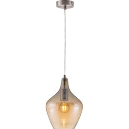 NOWA H&auml;ngeleuchte "PASO", nickelfarben matt, 1, &Oslash; 22cm H: 150cm, 1 Stk., Leuchten, Metall Nickel matt, Glas amber, h&ouml;henverstellbar, &oslash; 220mm, E27 40W, H&auml;ngeleuchte