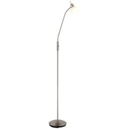 NOWA Stehlampe "MALTE", nickelfarben matt, 1, H: 150cm, 1 Stk., Leuchten, Stehleuchte Nickel matt mit Glas opal, E14 LED 5W, Flexo, Stehlampe