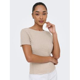 Kurzarmshirt Only "ONLILSE S/S TOP STRUCTURE JRS NOOS", Damen, Gr. M, silber lining, Jersey, Obermaterial: 100% Polyester, unifarben, regular fit normal, U-Boot-Ausschnitt, Shirts, Kunstfaser, regular fit