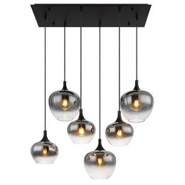 Globo LIGHTING H&auml;ngeleuchte "MAXY", schwarz matt, 6, H: 120cm, 1 Stk., Leuchten, H&auml;ngeleuchte Schwarz, Rauchglas, 3 Gl&auml;ser, h&ouml;henk&uuml;rzbar, E27, H&auml;ngeleuchte