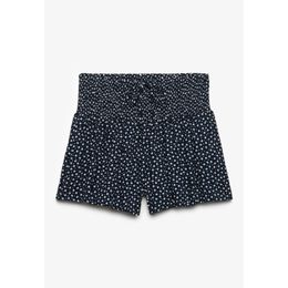 Shorts Superdry "PRINTED MINI SMOCKED SHORTS", Damen, Gr. L, N-Gr, eclipse navy ditsy hearts, Web, Obermaterial: 100% Viskose, unifarben, regular fit ca. Mitte Oberschenkel, Hosen Shorts