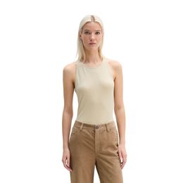 Marc O'Polo T-Shirt MARC O'POLO "mit Ringer-R&uuml;cken", Damen, Gr. L, linen beige, Obermaterial: 63% Lyocell, 33% Baumwolle, 4% Elasthan, unifarben, slim fit, Rundhals, Shirts T-Shirt