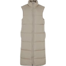 Steppweste Urban Classics "Urban Classics Damen Ladies Long Puffer Vest", Damen, Gr. L, wetsand, 100% Polyester, Westen Steppweste