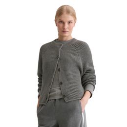 Marc O'Polo Cardigan MARC O'POLO "aus Organic Cotton", Damen, Gr. S, warm granite melange, Obermaterial: 100% Baumwolle, unifarben, regular fit, Rundhals, Strickjacken