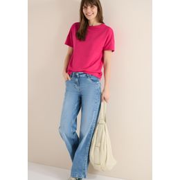 T-Shirt Cecil, Damen, Gr. L (42), beetroot pink, Web, 48% Baumwolle, 48% Modal, 4% Elasthan, unifarben, comfort fit normal, U-Boot-Ausschnitt, abgesteppt, Shirts T-Shirt, im soften Baumwoll-Mix