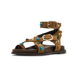 Schaftsandalette Steve Madden "Steve Madden Sandalen Veloursleder", Damen, Gr. 37, taupe, Veloursleder, Schuhe