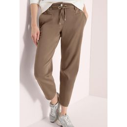 Jogger Pants Cecil, Damen, Gr. L, L&auml;nge 28, coffee taupe, Web, 76% Baumwolle, 23% Polyester, 1% Elasthan, unifarben, loose fit kn&ouml;chelfrei, Hosen, Middle Waist