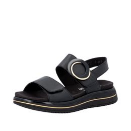 Plateausandale Remonte, Damen, Gr. 39, schwarz, Leder, unifarben, Schuhe, Sommerschuh, Sandalette mit Softfu&szlig;bett und zwei Klettverschl&uuml;ssen