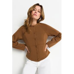 Blouson RICHROYAL, Damen, Gr. S, coconut bark, Web, Obermaterial: 50% Polyester, 50% Viskose, unifarben, regular fit taillenbedeckt, Rundhals, eingesetzt abgesteppte Kante, Jacken Blouson, Regular fit mit Rundhalsausschnitt