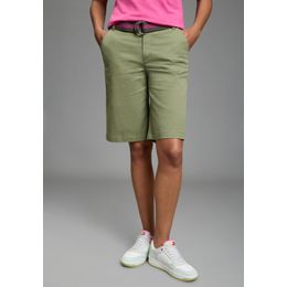 Chinoshorts Laura Scott, Damen, Gr. 34, N-Gr, khaki, Twill, Obermaterial: 98% Baumwolle, 2% Elasthan, unifarben, bequem kniefrei, Hosen Chinoshorts, weite Twill-Hose, mit Eingrifftaschen und Leistentaschen