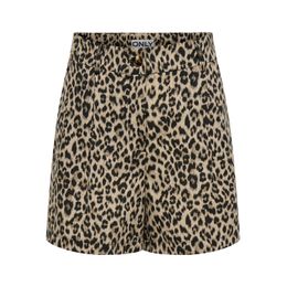 Shorts Only "ONLEMMIA HW SHORTS PNT", Damen, Gr. XL, N-Gr, schwarz aop:leo, Web, Obermaterial: 98% Polyester, 2% Nylon, bedruckt, relaxed fit kurz, Hosen Shorts, Materialmix, locker geschnitten