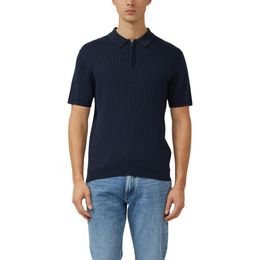 Poloshirt s.Oliver, Herren, Gr. XXL, navy, Strick, Obermaterial: 85% Baumwolle, 15% Leinen, unifarben, normal h&uuml;ftbedeckend, Rundhals, B&uuml;ndchen, Shirts, mit Strick-Muster und kurzes Rei&szlig;verschluss