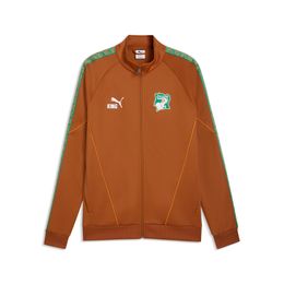 Sweatjacke Puma "Elfenbeink&uuml;ste KING Anthem Jacke Herren", Herren, Gr. L, warm chestnut wei&szlig; braun, Obermaterial: 37% Baumwolle, 63% Polyester. Taschenfutter: 100% Polyester. Rippe: 7% Elasthan, 93% Polyester. Besatz: 100% Polyester, Sweatjacken Sweatjacke