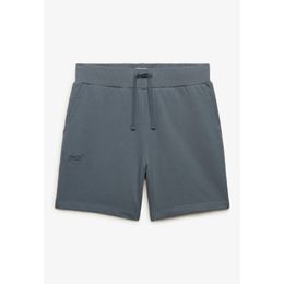 Sweatshorts Superdry "ESSENTIAL LOGO CLASSIC SHORT", Herren, Gr. L, N-Gr, stormy weather blau, Sweatware, Obermaterial: 80% Baumwolle, 20% Polyester, unifarben, relaxed fit knielang, Hosen Sweatshorts
